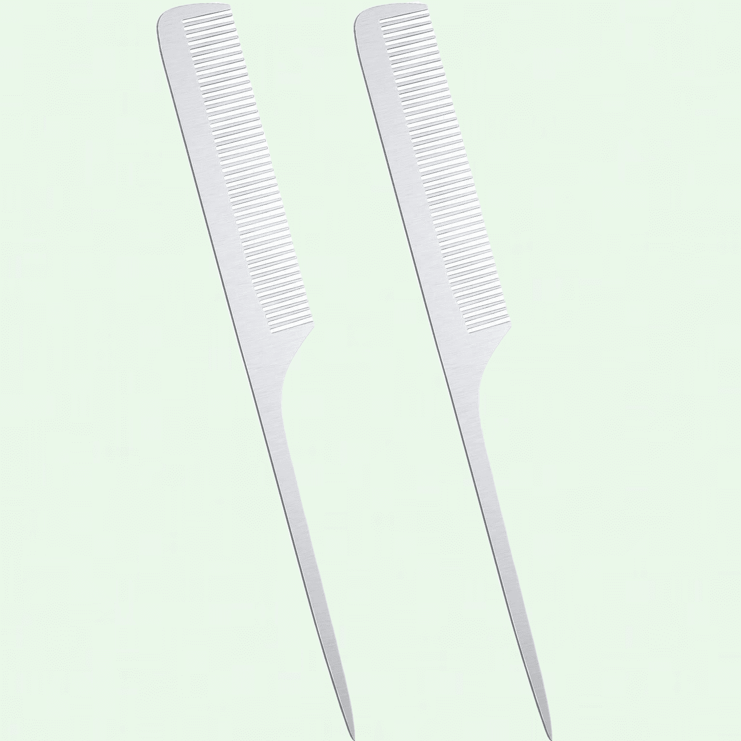 2 Piece Metal Tail Comb, Stainless Steel Hair Styling Cutting Comb with ...