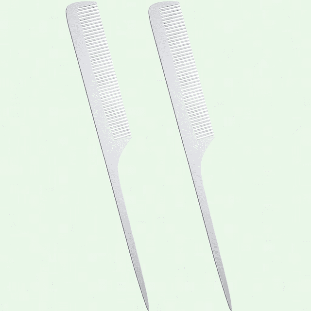 2 Piece Metal Tail Comb, Stainless Steel Hair Styling Cutting Comb with ...