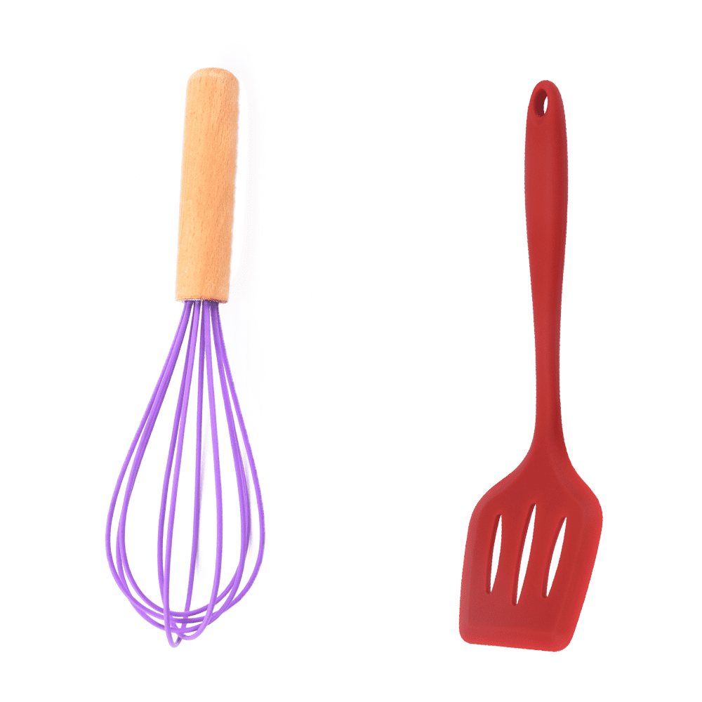 2 Piece Mini Kitchen Utensil Set- Silicone Kitchen Tools with wood ...