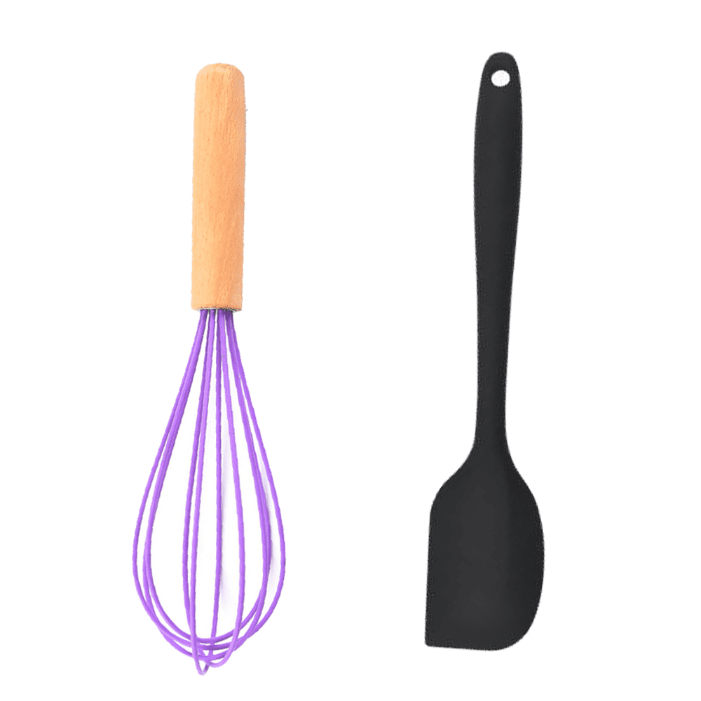 2 Piece Mini Kitchen Utensil Set- Silicone Kitchen Tools with wood ...