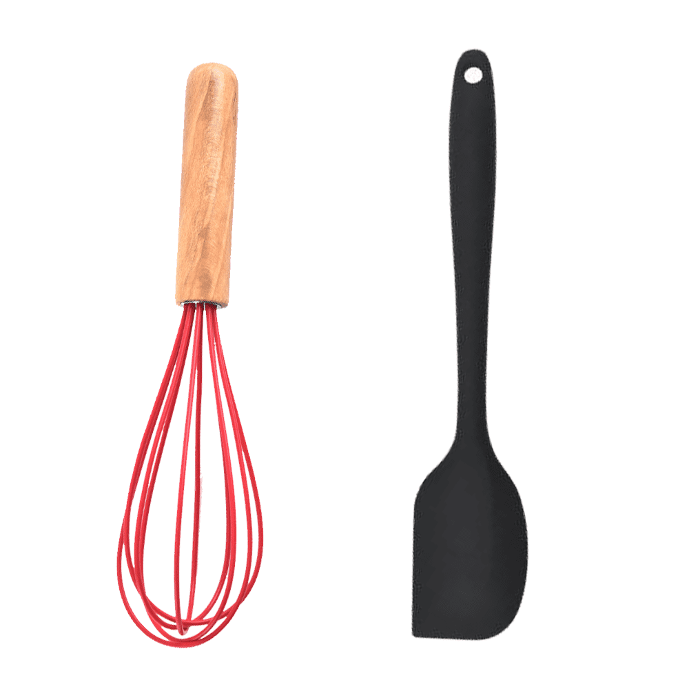 2 Piece Mini Kitchen Utensil Set- Silicone Kitchen Tools with wood ...