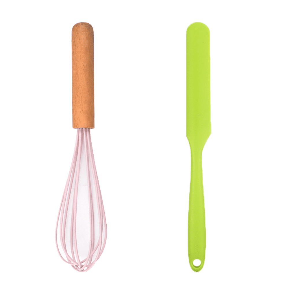2 Piece Mini Kitchen Utensil Set- Silicone Kitchen Tools with wood ...