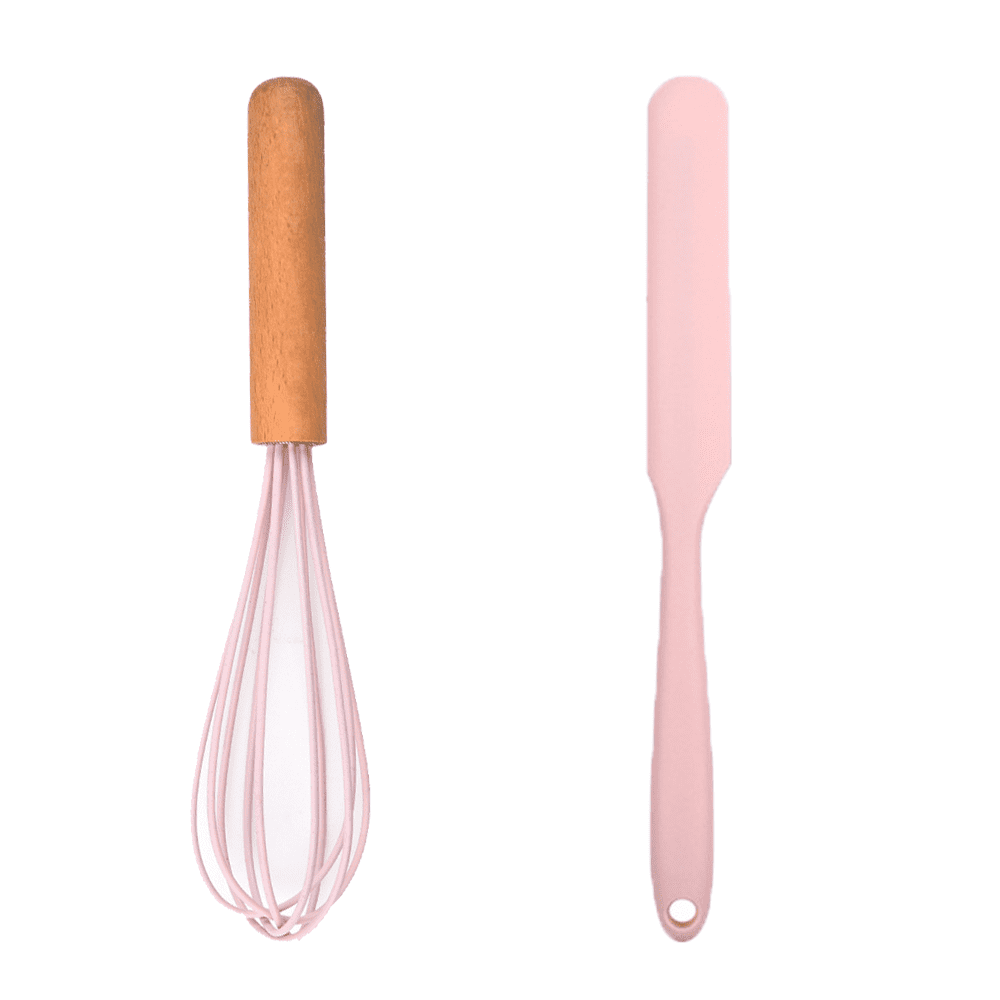 2 Piece Mini Kitchen Utensil Set- Silicone Kitchen Tools with wood ...