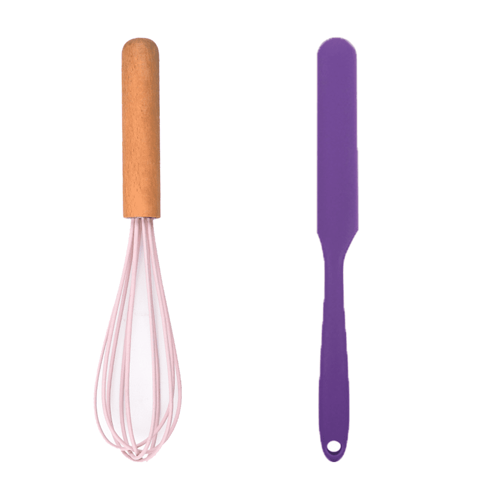 2 Piece Mini Kitchen Utensil Set- Silicone Kitchen Tools with wood ...