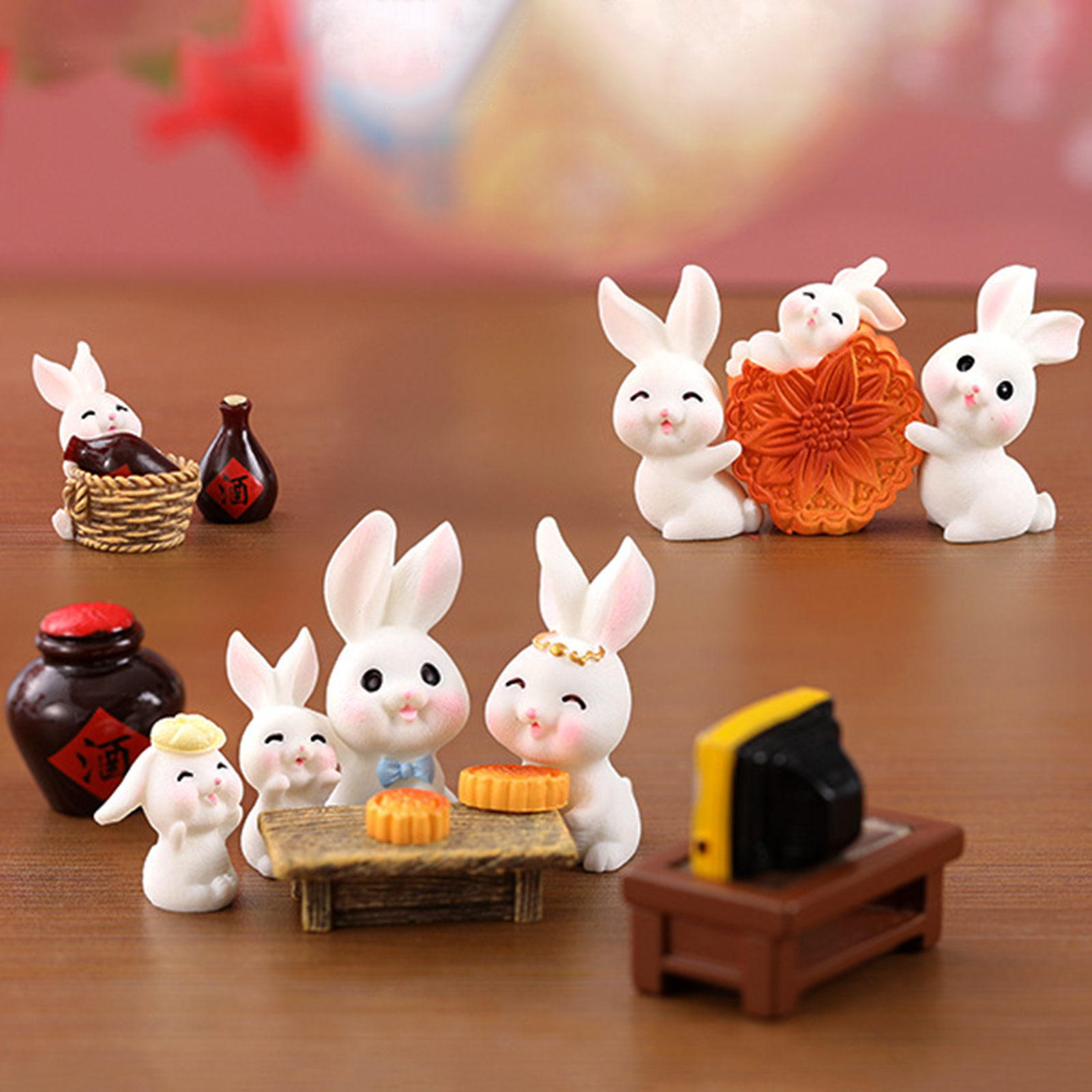 2-Piece Mini Lovely Rabbit Ornaments – Anti-Fade Decorative Animal ...