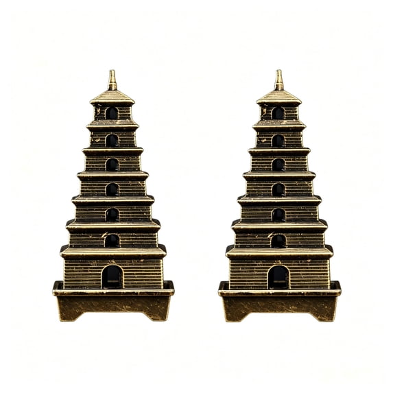 2-Piece Mini Pagoda Incense Burner Vintage Metal Tower Censer ...