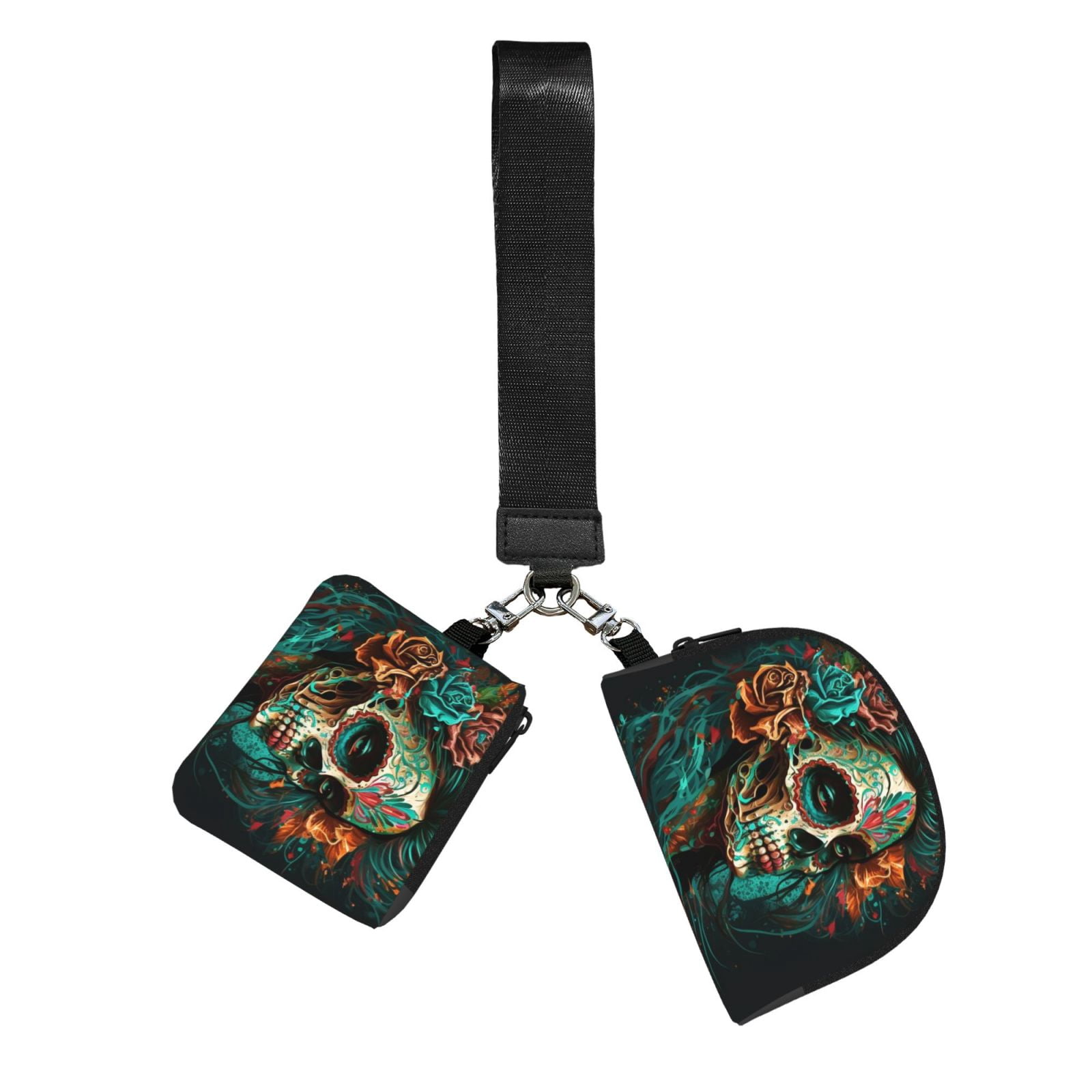 2-Piece Mini Wristlet Pouch Set Portable Sports Wrist Bag with Keychain ...