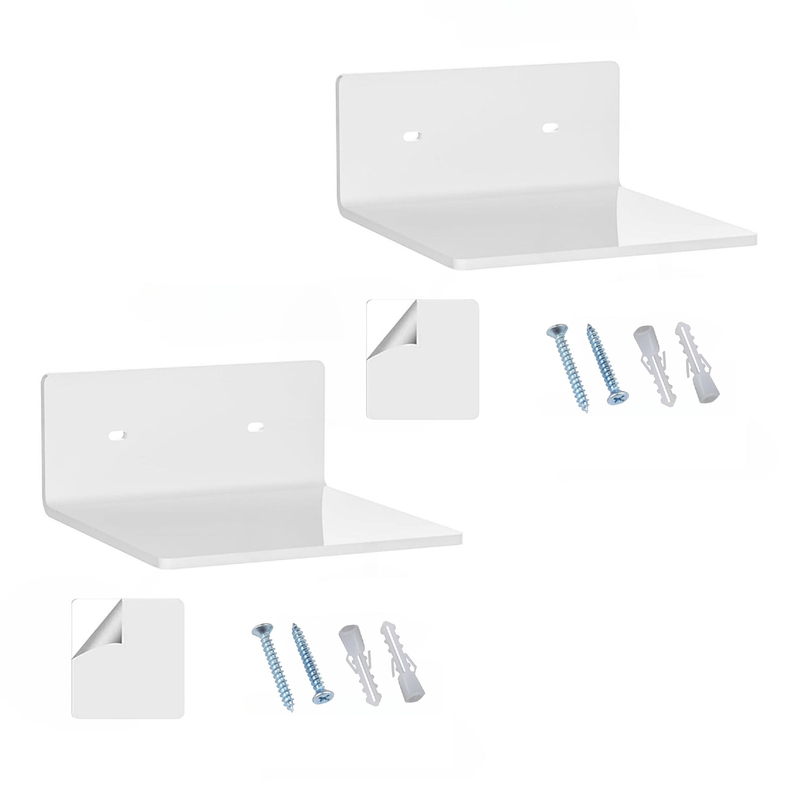 2 Piece Minimalists Wall Shelves Sturdy Acrylic Construction Easy ...
