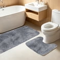 2 Piece Mixed Color Bathroom Mat Set Extra Long Soft Absorbent Non Slip ...