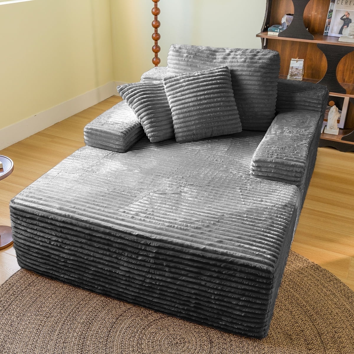 2-Piece Modular Cloud Sectional Sofa Set - Expandable Corduroy Loveseat ...