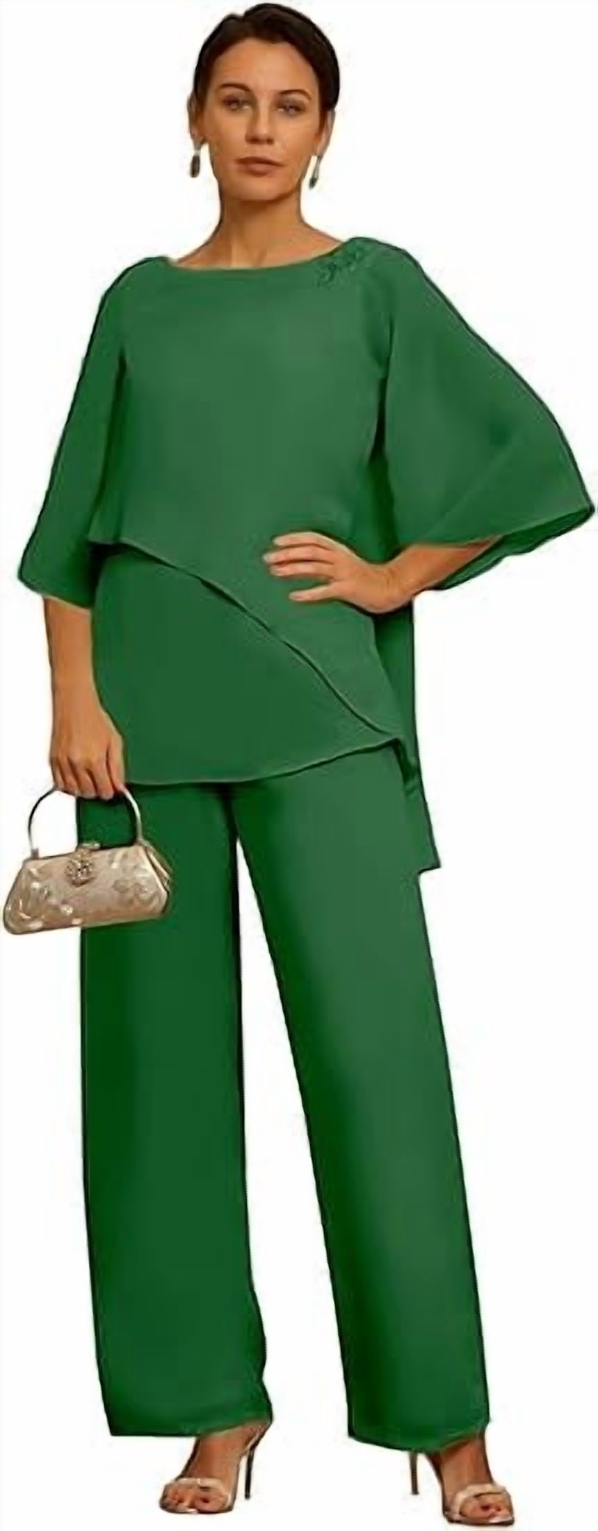 2 Piece Mother of The Bride Pant Suits for Wedding Short Sleeves ...