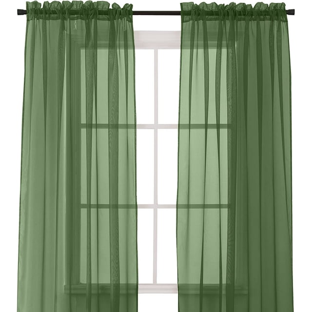 2-Piece Multipurpose Solid Colored Drapes, Semi-Sheer Window Curtains ...