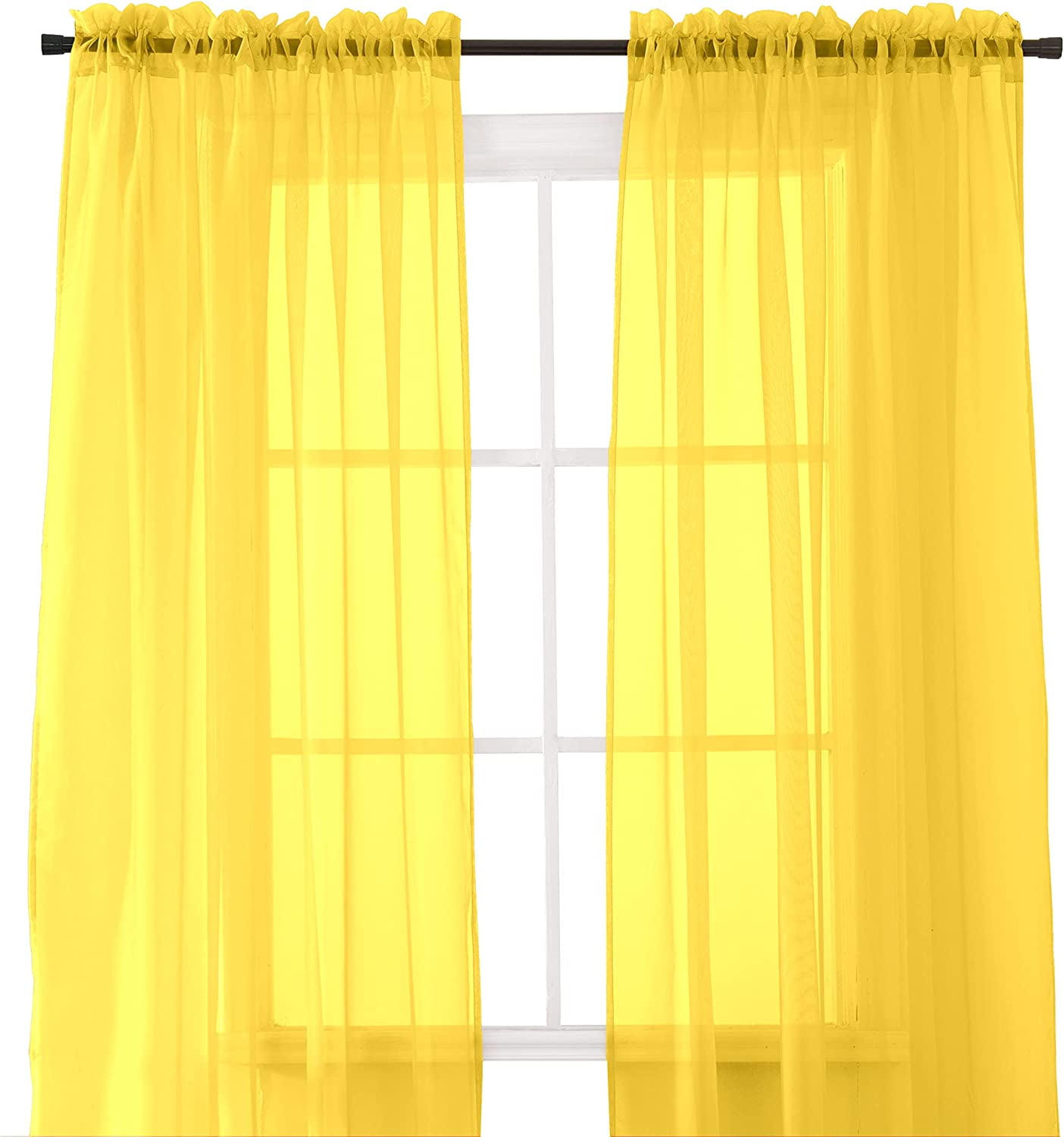 2-Piece Multipurpose Solid Colored Drapes, Semi-Sheer Window Curtains ...