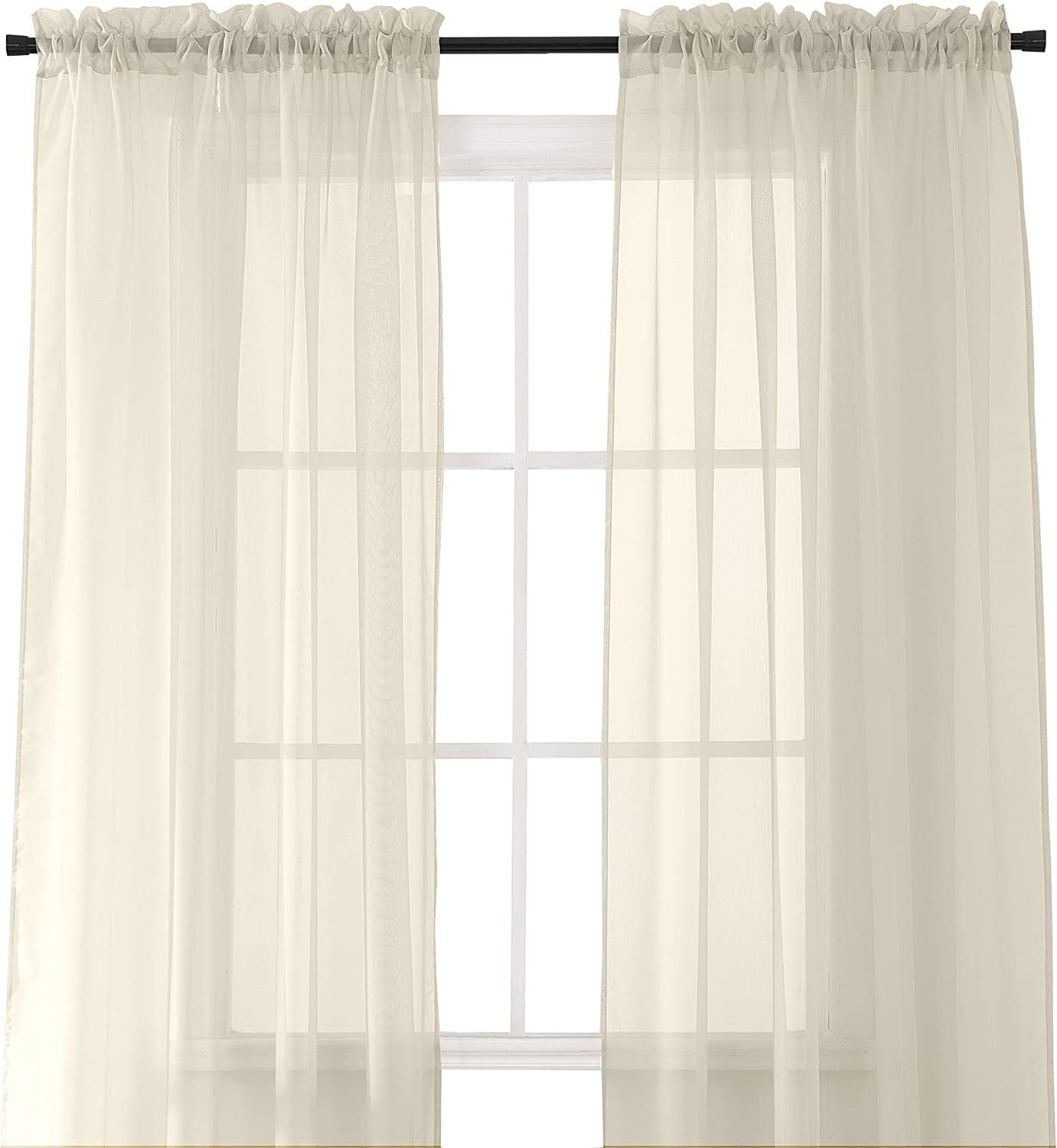 Elegant Comfort 2-Piece Solid Sheer Window Panels, Multipurpose Drapes ...