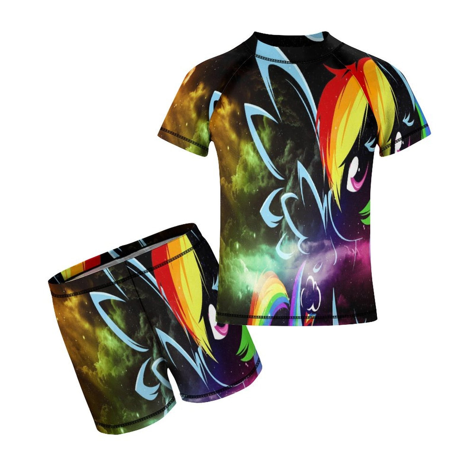 2 Piece My Lit-tle Pony Rash Guard Set Summer Swim Shirts with Trunks ...