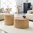 2-Piece Nesting Coffee Table Set, Roman Column Design MDF Round Tables ...
