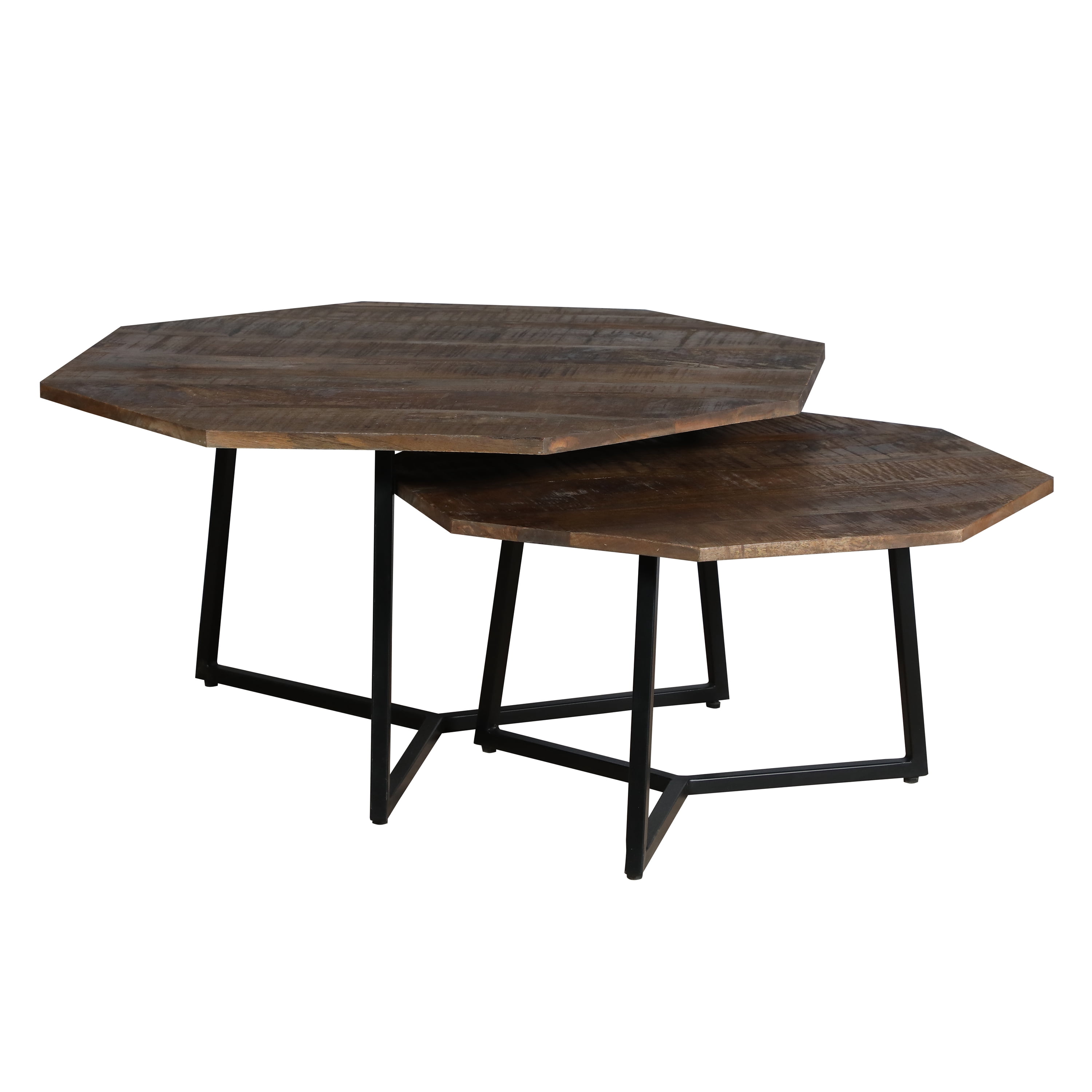 2 Piece Nesting Coffee Tables - Octagon Mango Wood Coffee Table Set for ...