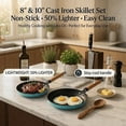 2-Piece Nonstick Cast Iron Skillet Set, Enameled Frying Pans 8" & 10 ...