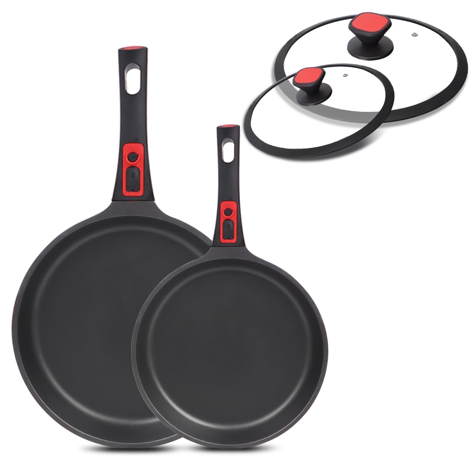 2-Piece Nonstick Frying Pans with Lid Set, DIIG 9.5 and 11 inch Cooking ...