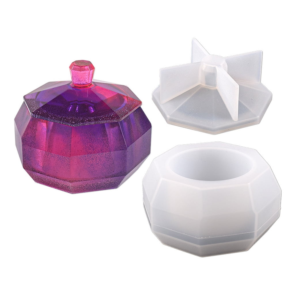 2-Piece Octagon Shape Storage Bottle Epoxy Resin Mould Candy Container ...