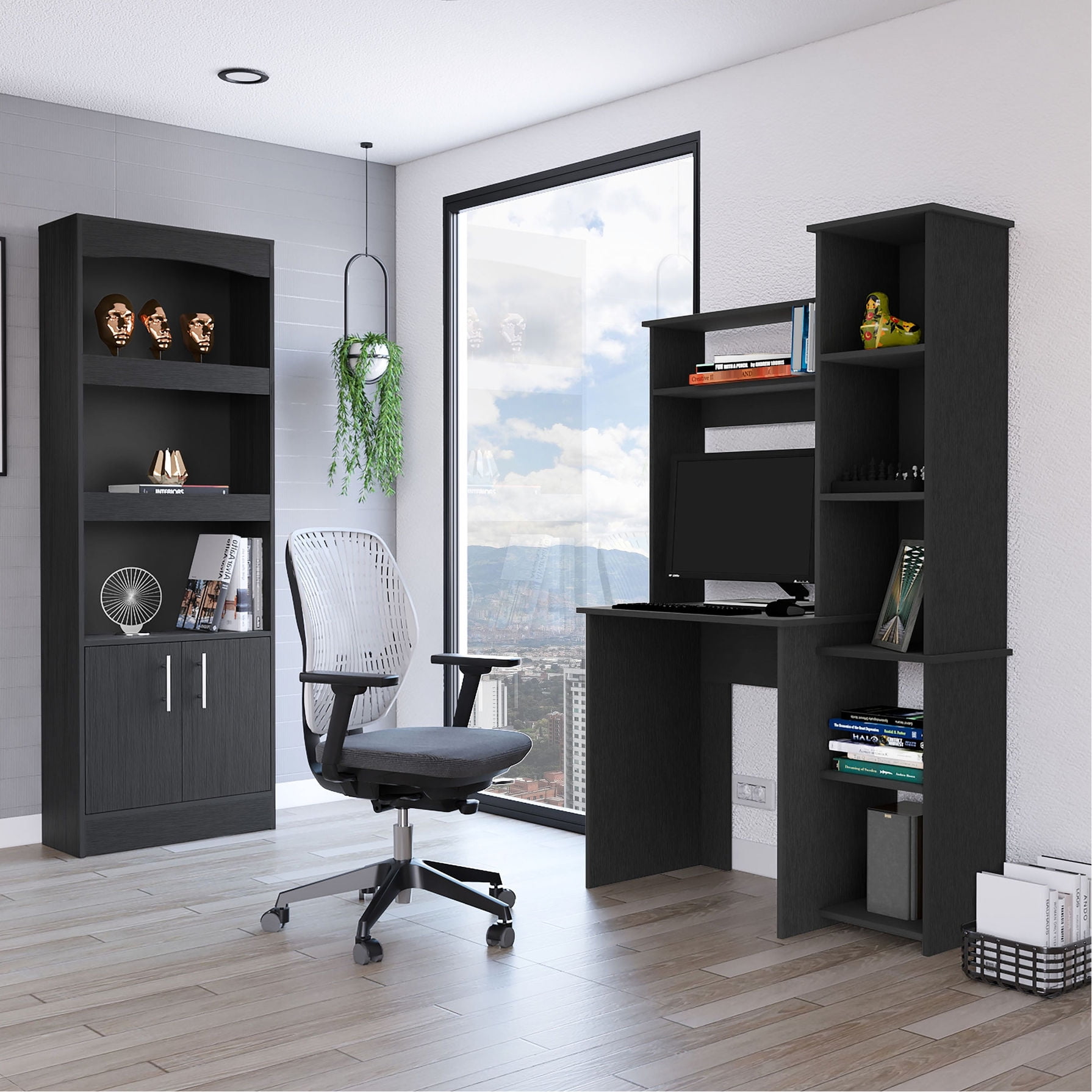 2-Piece Office Set in Black - Simple Assembly with Precise Alignment ...
