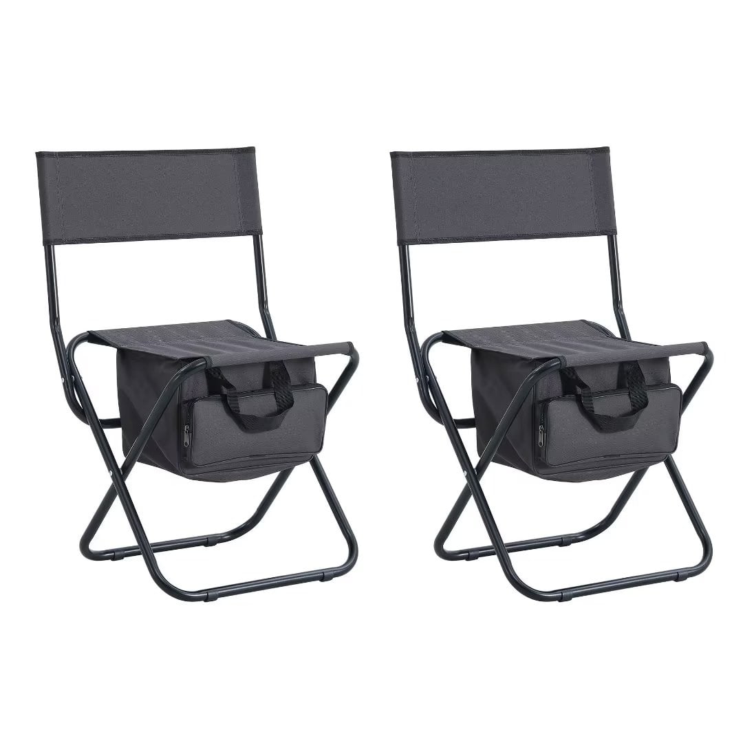 2-Piece Outdoor Chairs, Folding Portable Camping Chair with Storage Bag ...