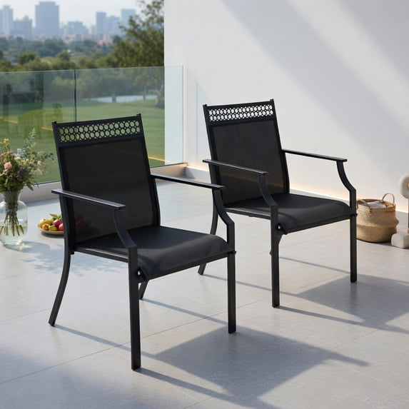 2-Piece Outdoor Patio Chairs Set – All-Weather Breathable Fabric, Heavy ...