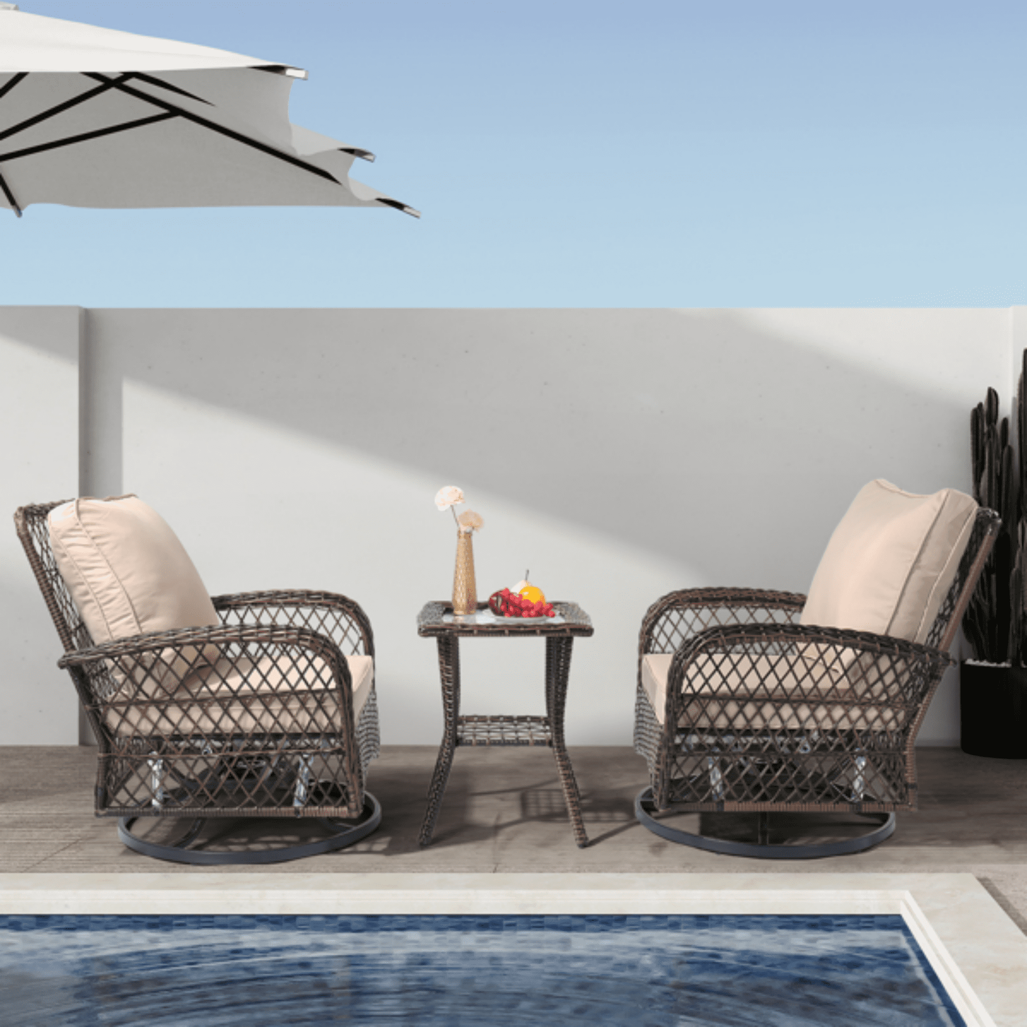 Outdoor Swivel Glider Rocking Chair Set with 360° Rotation, Patio ...