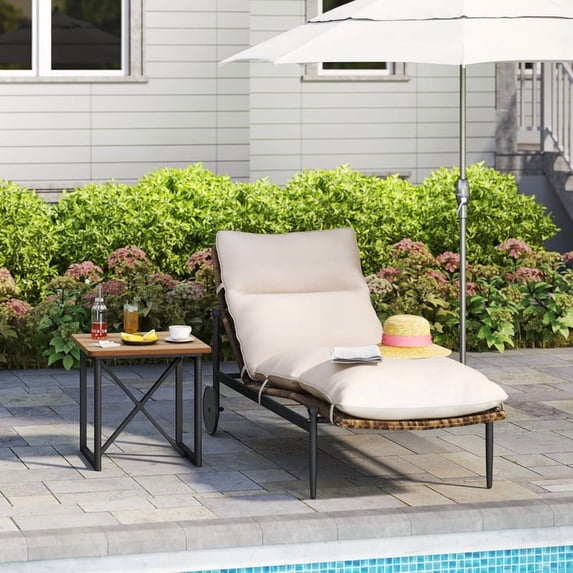 2-Piece Outdoor Poolside Chaise Lounge Sets with Side Table, Patio ...