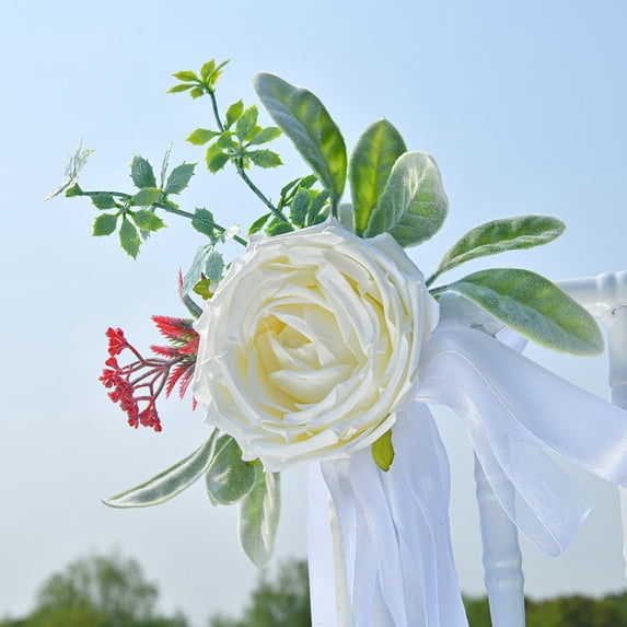 2-Piece Outdoor Wedding Chair Back Flower Decorations - Elegant ...
