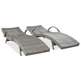 2 Piece Outdoor Wicker Chaise Lounge Chairs, Grey All-Weather Rattan ...