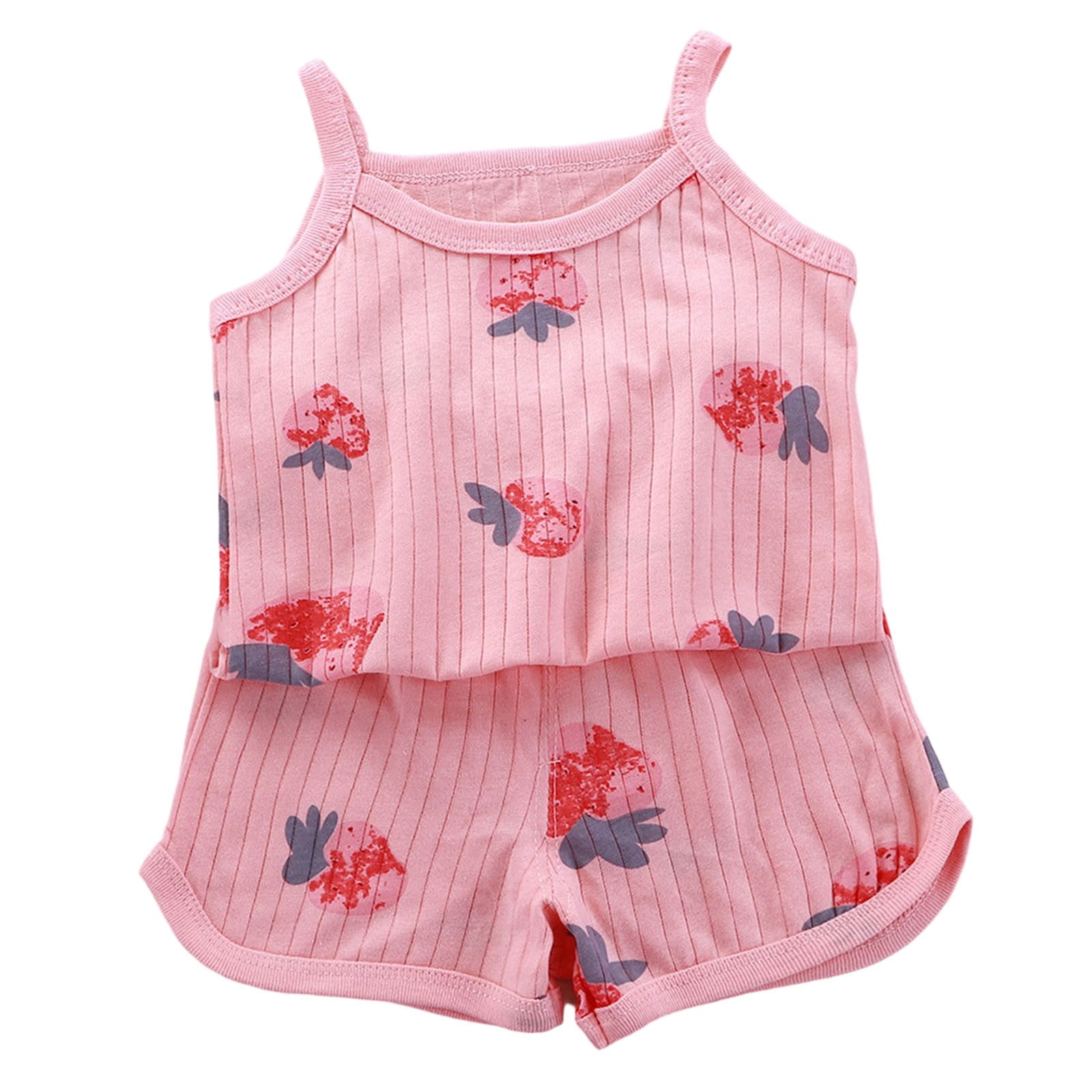 2-Piece Outfit For Girls Cotton Shorts Sets Summer Casual Clothes Cami ...