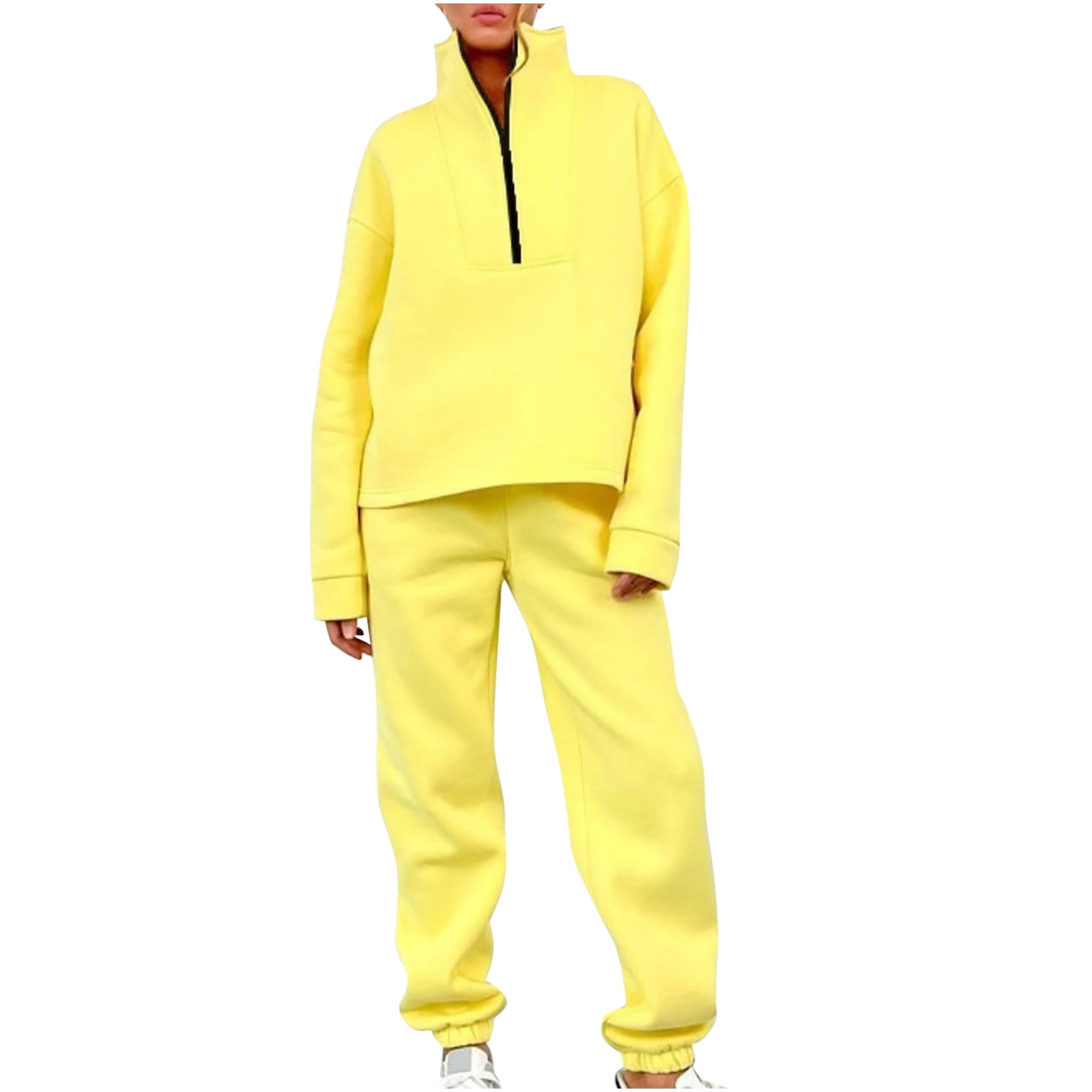 2 Piece Outfits Women's Fleece Lined Sweatsuits Long Sleeve Hoodie and ...