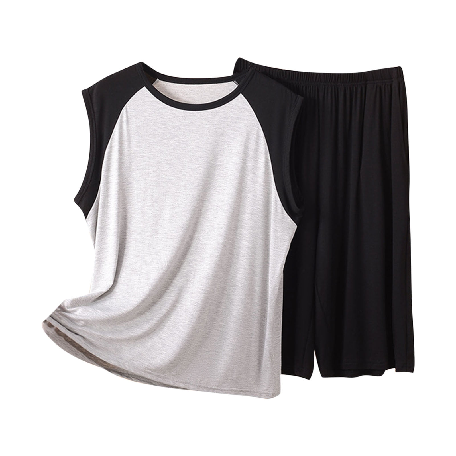 2 Piece Outfits for Women 2025 Fashion Color Block Cap Sleeve Tops and Shorts Set Casual Loose ...