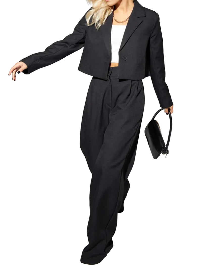 2 Piece Outfits for Women Dressy Blazer Jackets High Waisted Straight ...