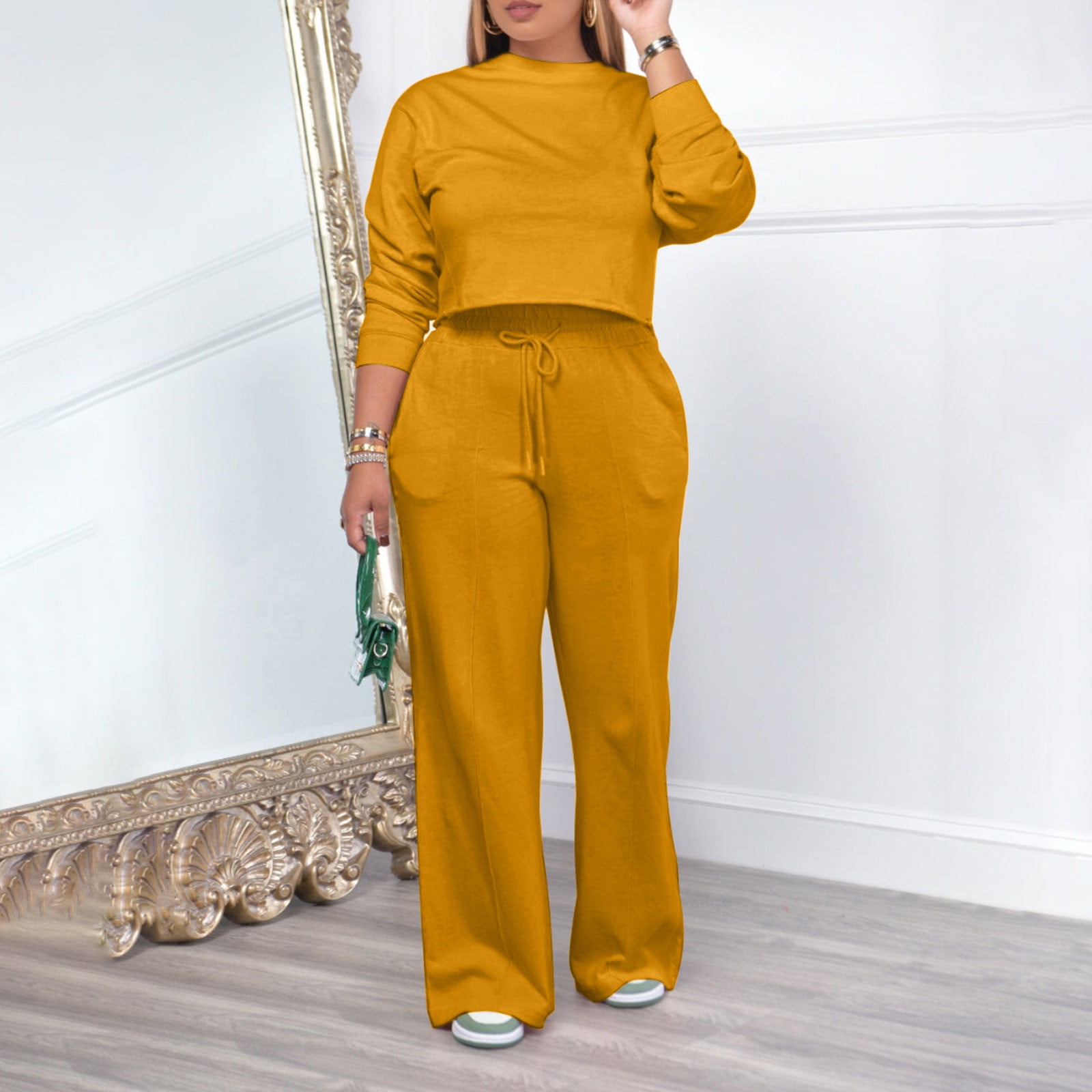 2 Piece Outfits for Women Long Sleeve Pullover Sweater Pants Jogger ...