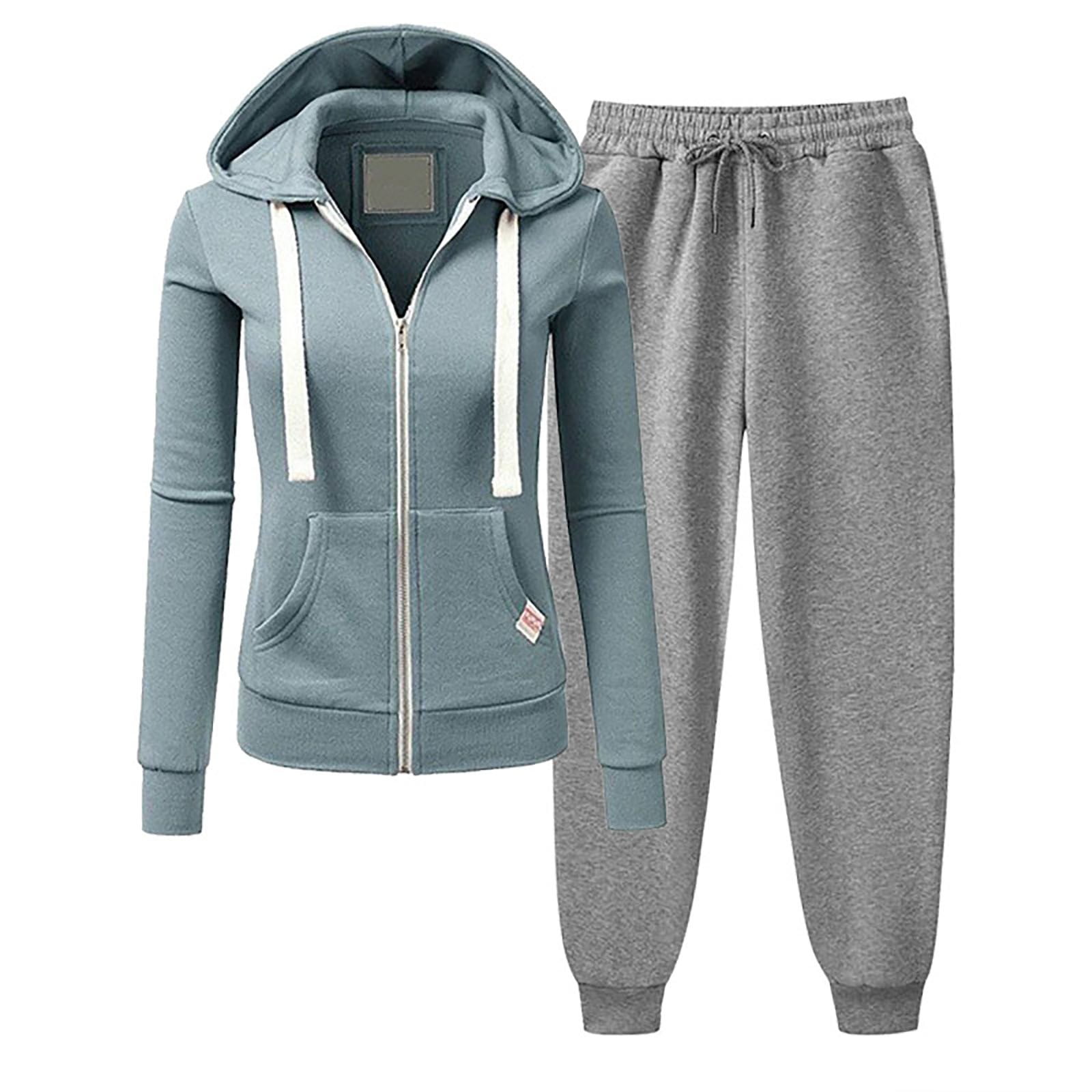 2 Piece Outfits for Women's Jogging Suits Sweatsuits Long Sleeve Hoodie ...