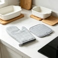 2 Piece Oven Mitt and Pot Holder Set - Heat Resistant Kitchen Gloves ...