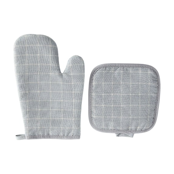 2 Piece Oven Mitt and Pot Holder Set, Heat Resistant Quilted Cotton ...