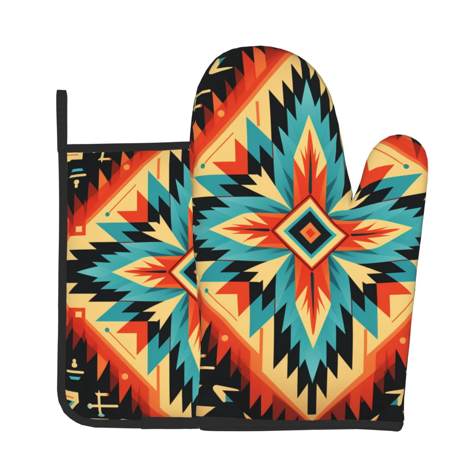 2-Piece Oven Mitts and Pot Holders Set, Kitchen Baking Mitts Hot Pads ...