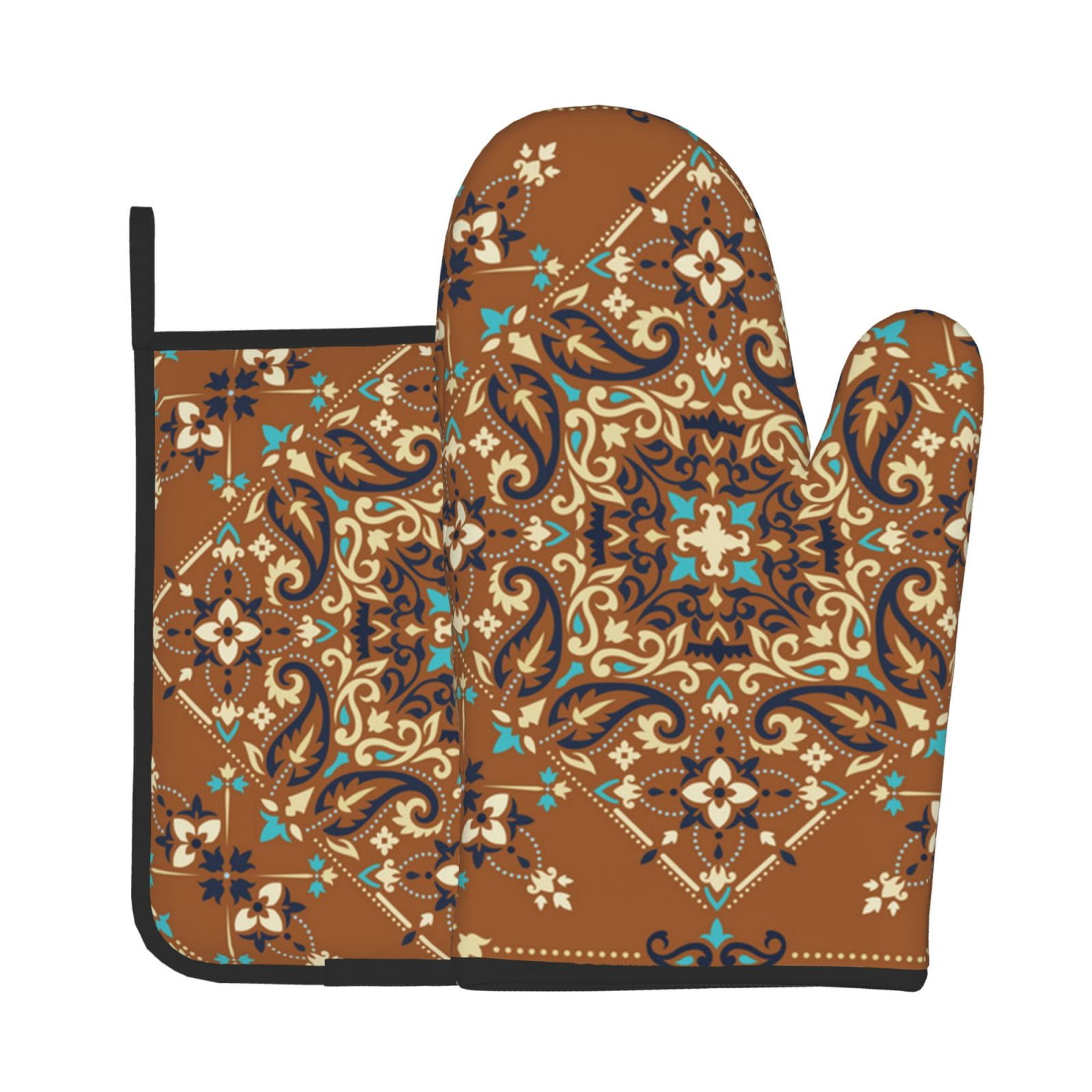 2-Piece Oven Mitts and Pot Holders Set, Kitchen Baking Mitts Hot Pads ...