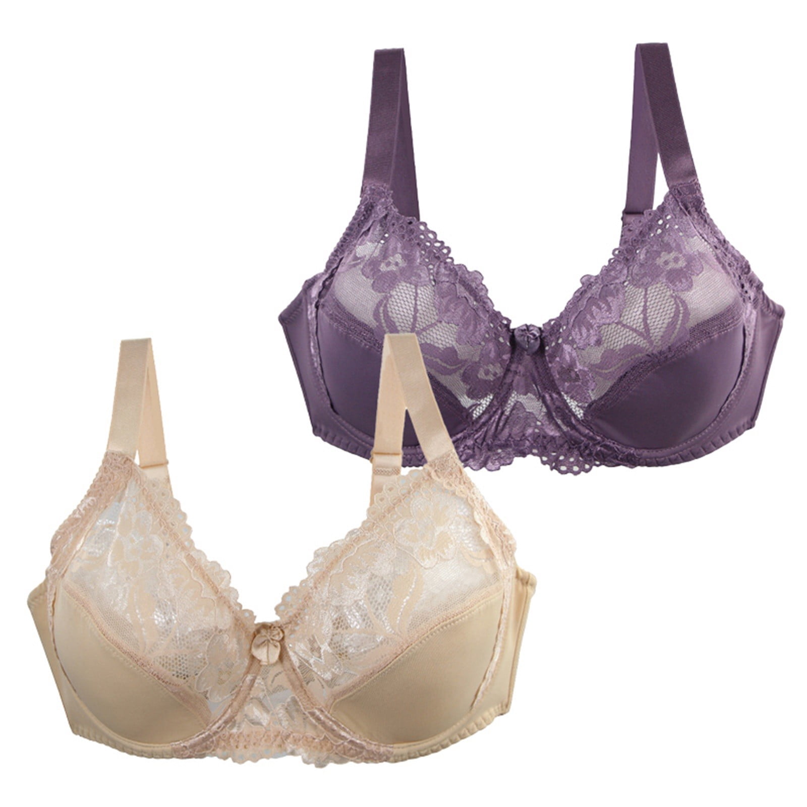 2 Piece Oversize Full Coverage Bras for Women Soft Plus Size Lounge ...