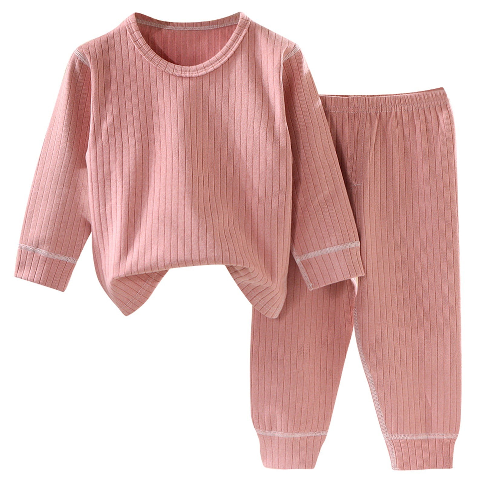2 Piece P_ajamas Clothes for Teen Cotton Ribbed 𝙋a_jamas Pullover Long ...