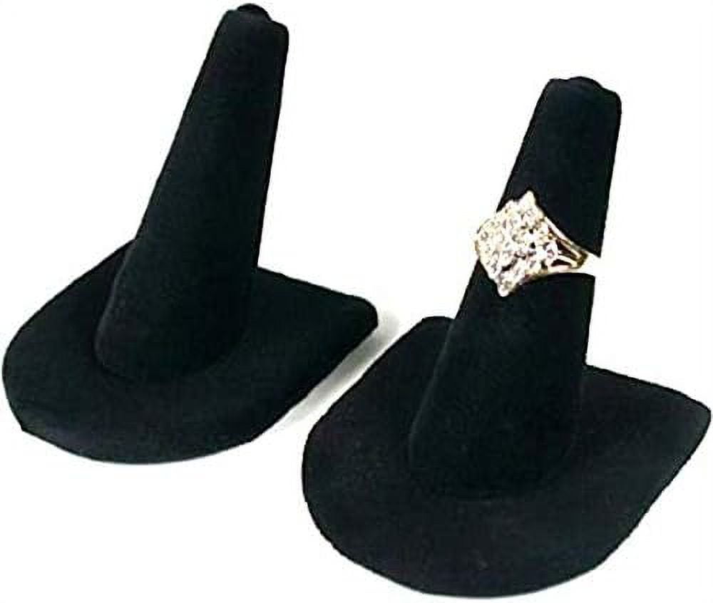 2-Piece Pack Black Velvet Ring Display Stands – Plush Ring Finger ...