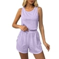 2 Piece Pajama Sets for Women Hollow Out Sleeveless Crop Tank Top ...