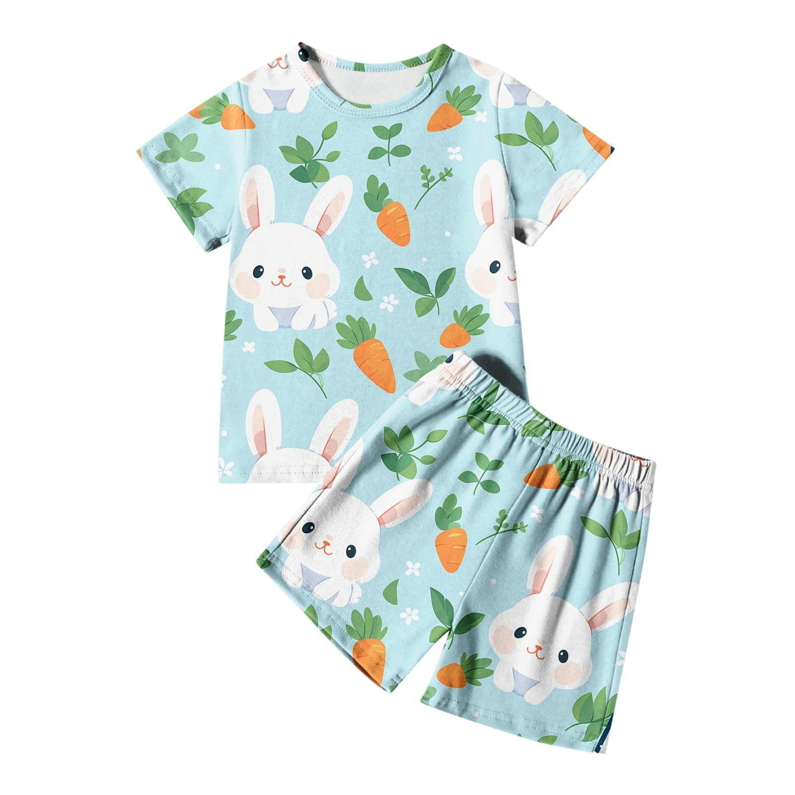 2 Piece Pajamas for Kids Easter Bunny Rabbit Egg Loungewear Set ...