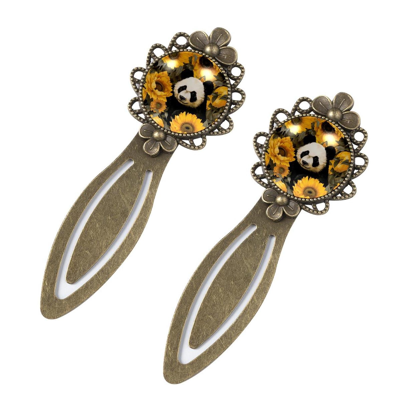 2 Piece Panda with Sunflowers Book Markers for Book Lovers Writers ...