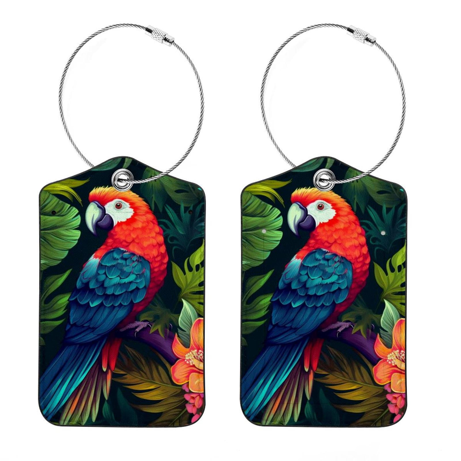2 Piece Parrot Luggage Tag for Suitcase Identifiers Privacy Name ...