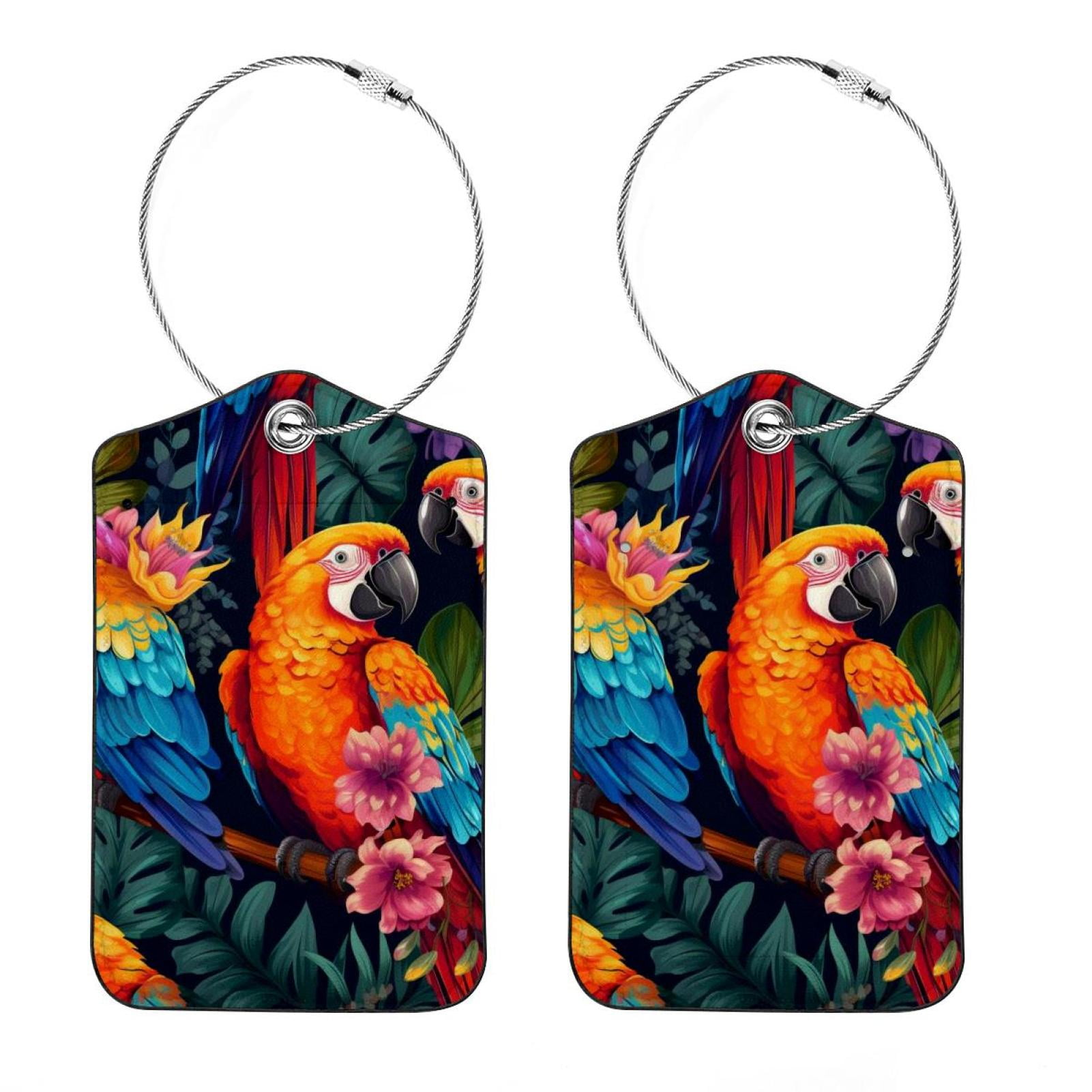2 Piece Parrot Luggage Tag for Suitcase Identifiers Privacy Name ...
