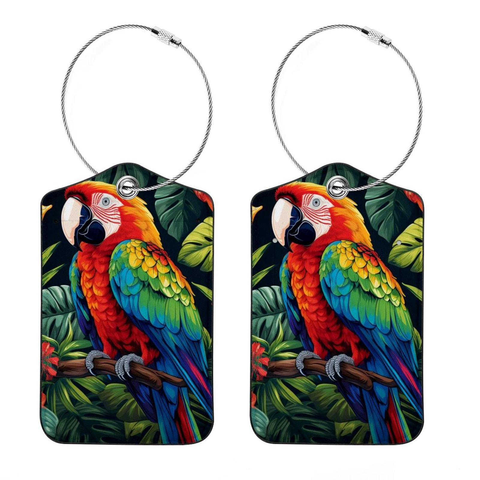 2 Piece Parrot Luggage Tag for Suitcase Identifiers Privacy Name ...